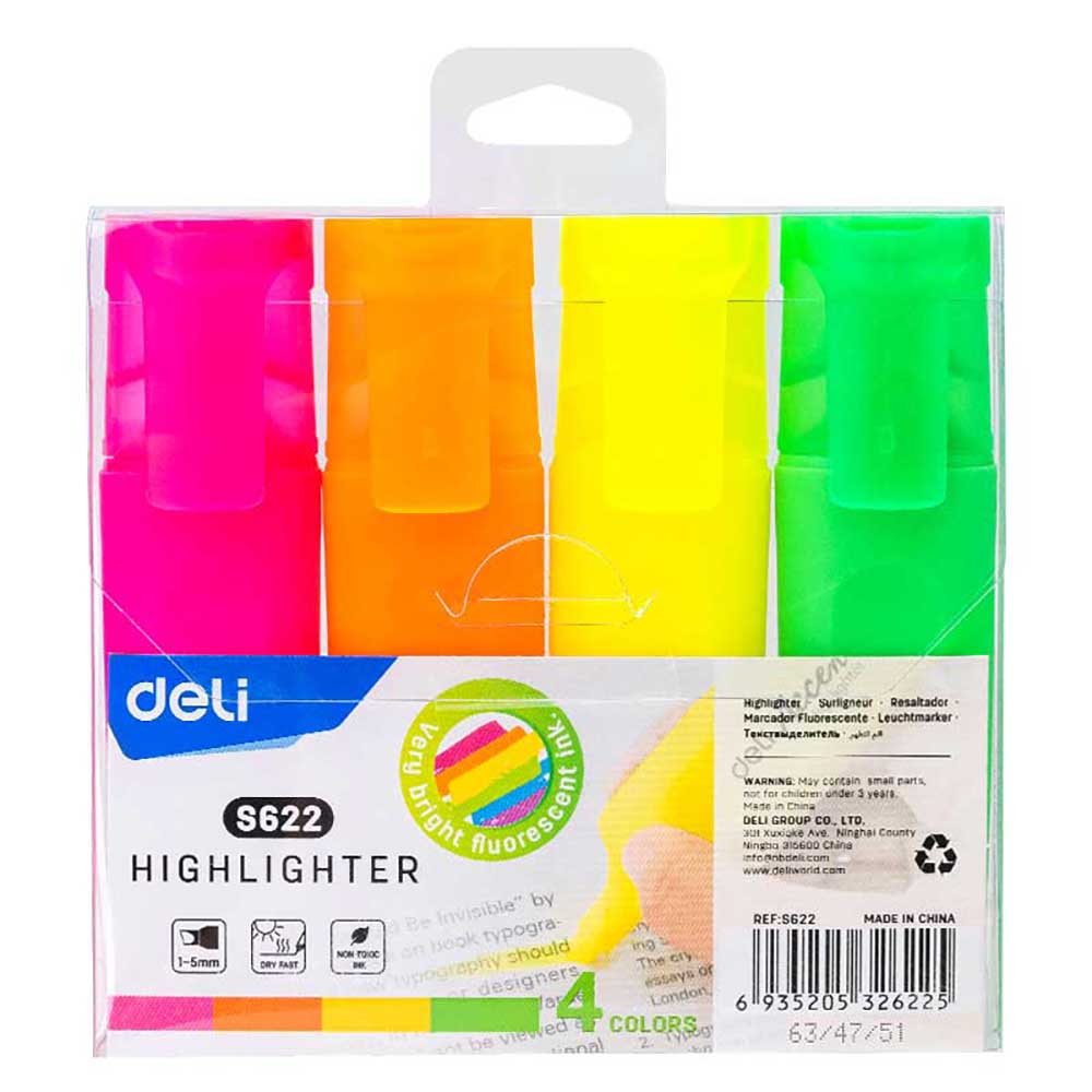 Textmarker fluorescent DELI Accent S621, 4 buc/set | Office Direct