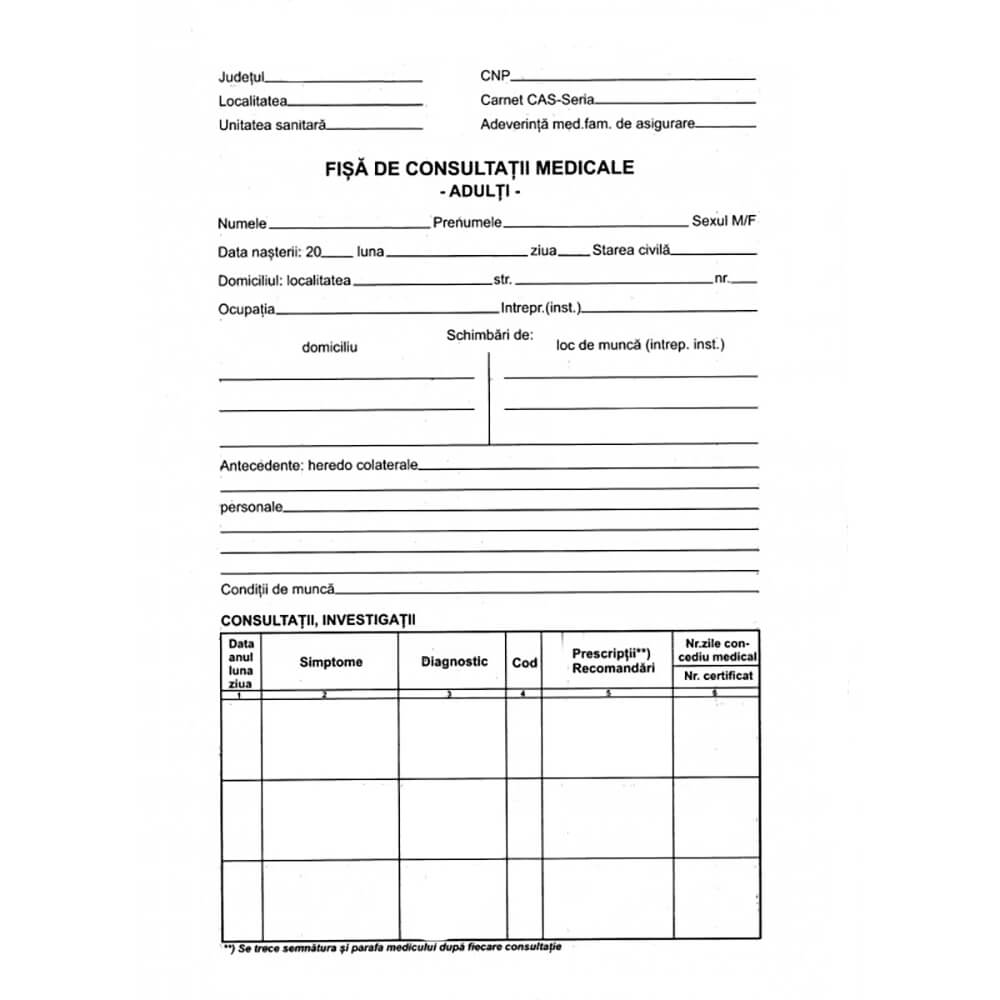 Fisa consultatii medicale adulti, A4 | Office Direct
