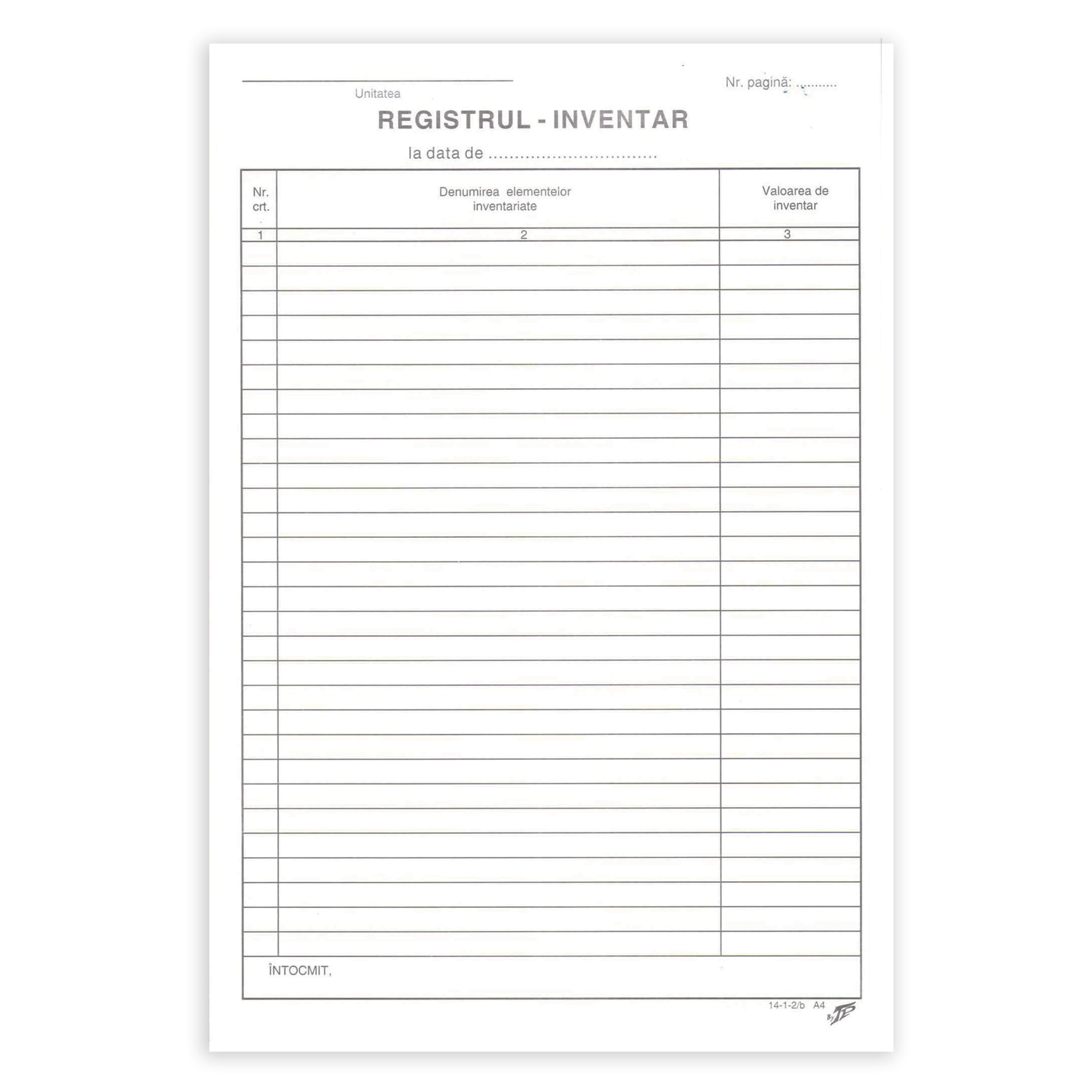 Registru inventar PFA, A4, snuruit | Office Direct
