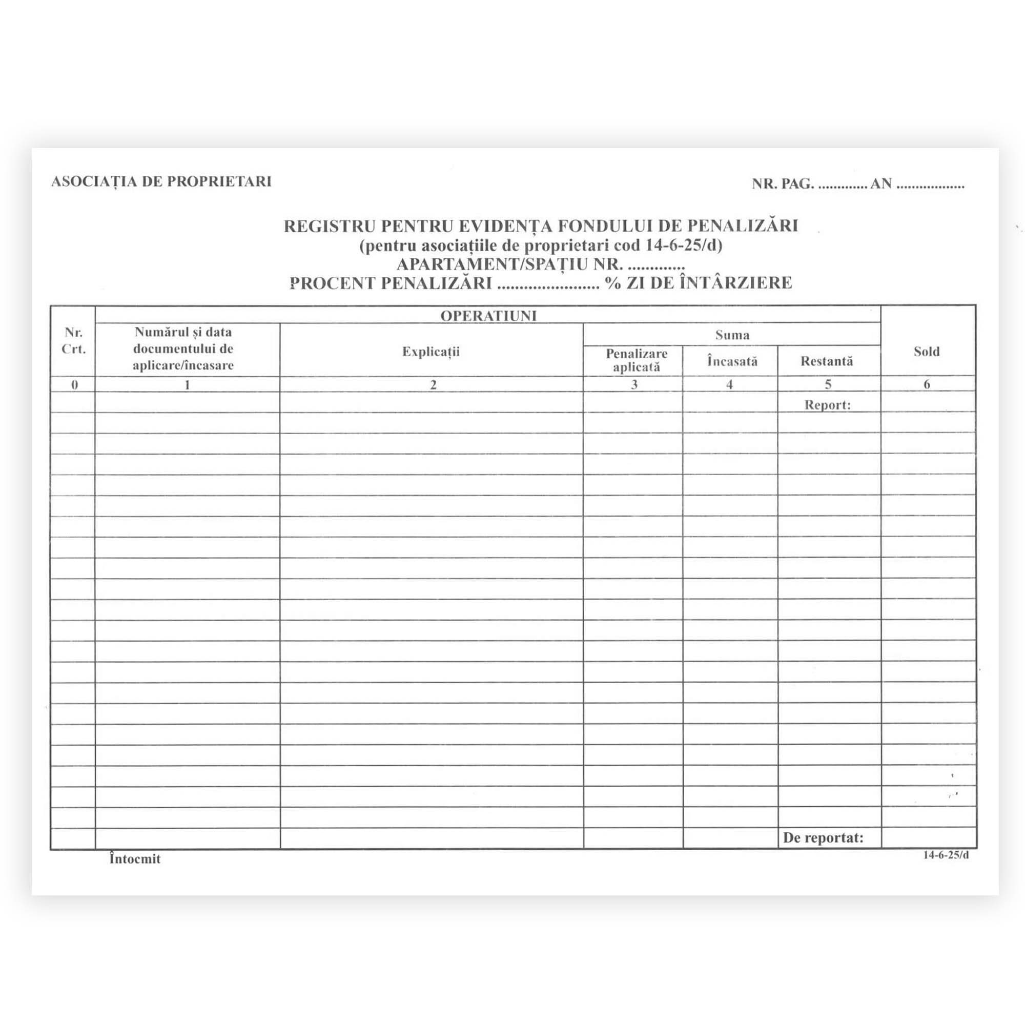 Registru pentru evidenta fondului de penalizari asociatii de ...